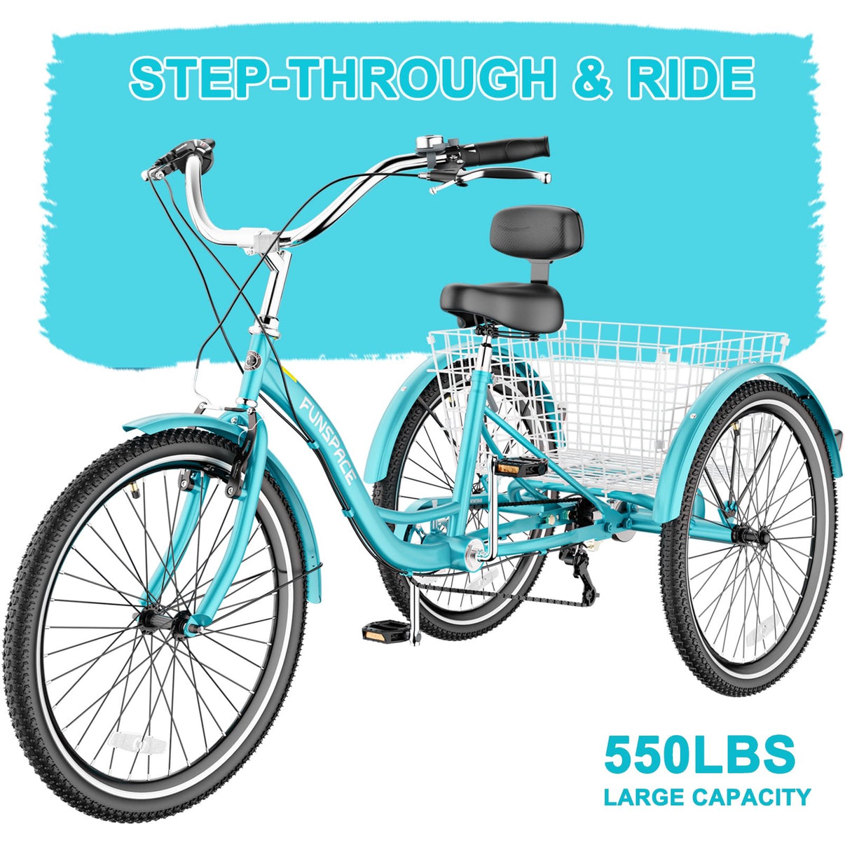 Lilypelle Adult Tricycles 7 Speed 26 inch Three Wheel Bike Cruiser Tri